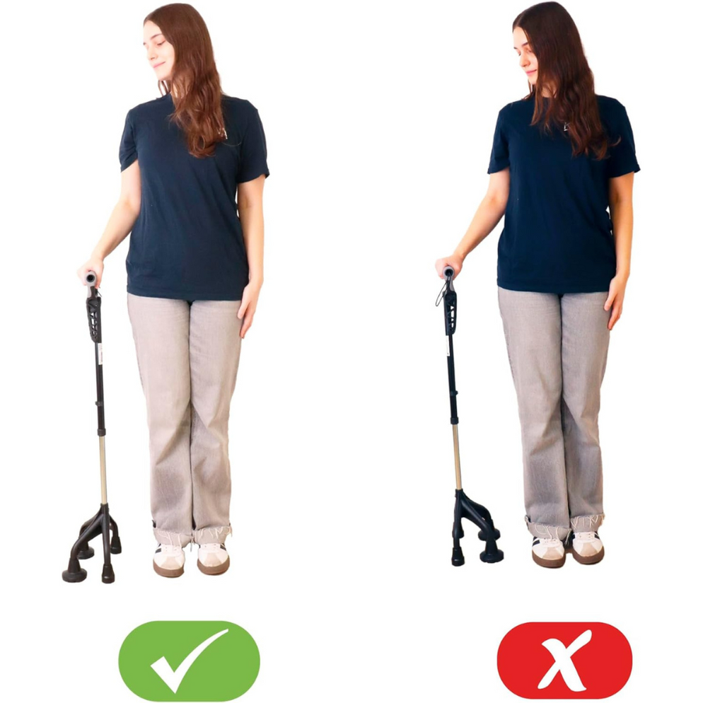 KMINA Ergonomic and Adjustable 4-Legged Walking Stick, 4-Support Cane ...